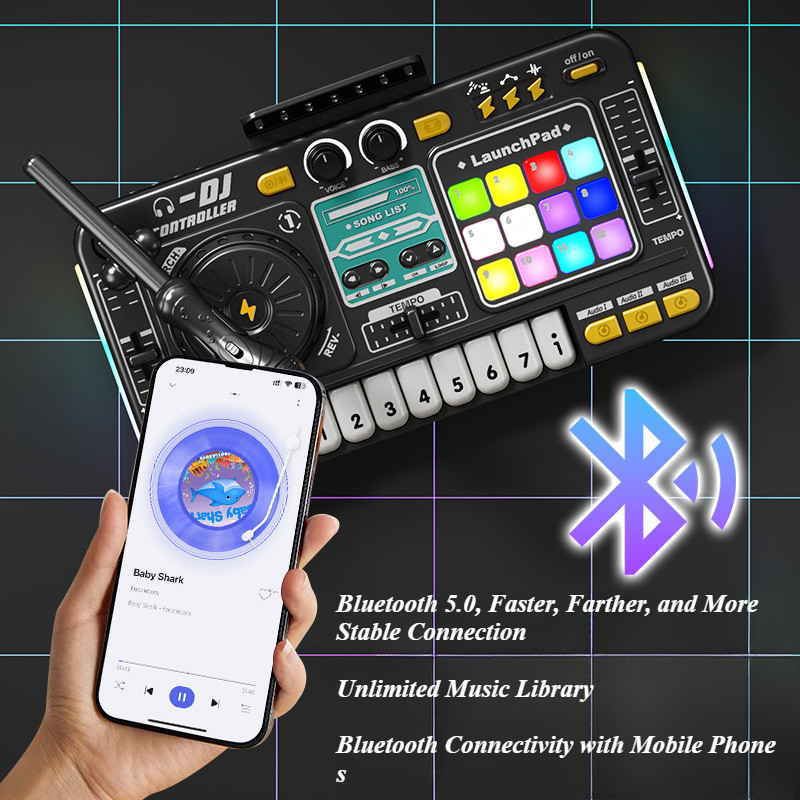 Jual ildren Musical DJ Mixer with Microphone Light Bluetooth DJ ...