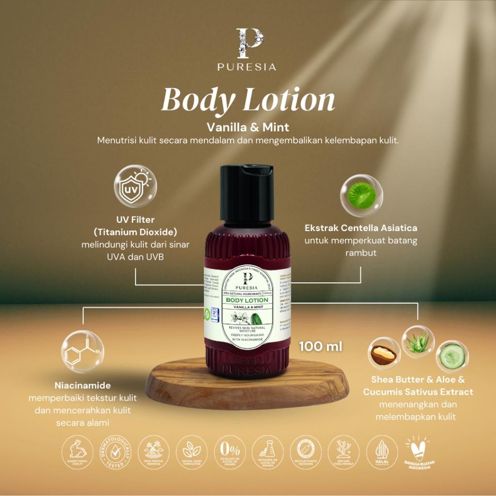 Jual Puresia | Body Lotion Vanilla & Mint 100ml | Shopee Indonesia