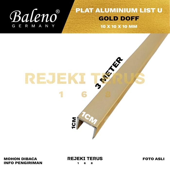 Jual Plat Aluminium List U GOLD DOFF 1X1x1 cm Edging Lis Interior (10 x ...