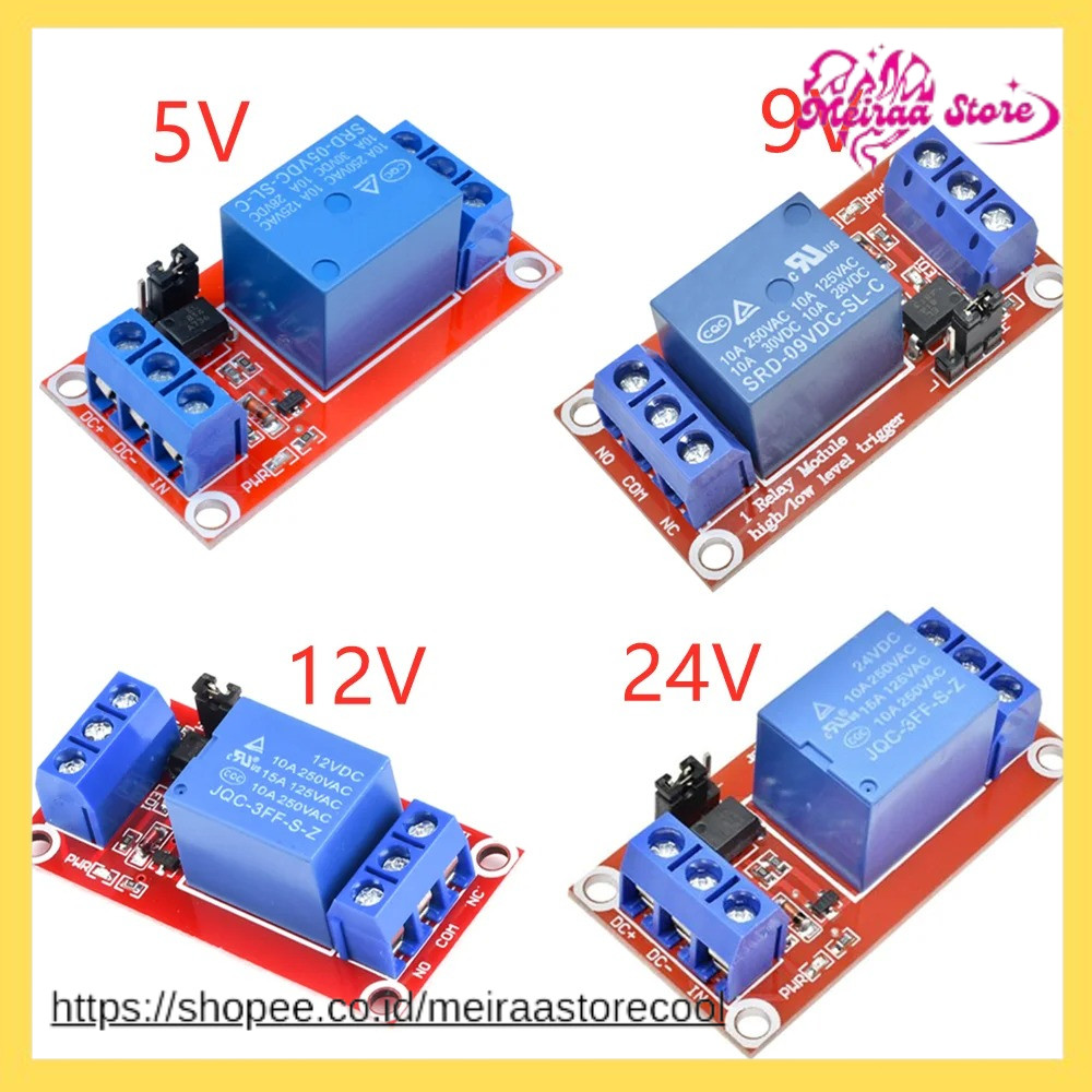 Jual 1-5Pcs DC 5V 9V 12V 24V 1 Channel Relay Module With Optocoupler ...