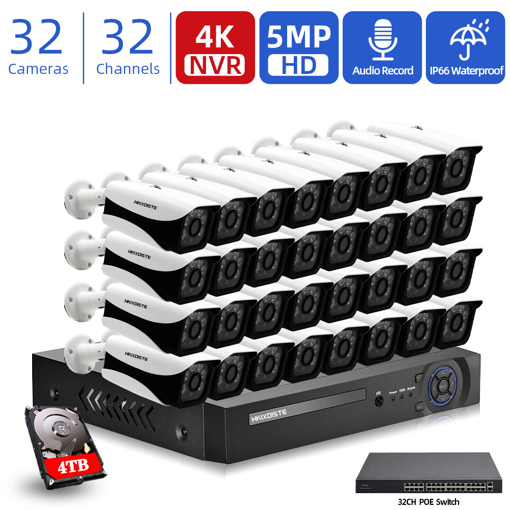Jual 32CH 4K NVR 5MP POE Kit CCTV Security System Audio WaterProof ...