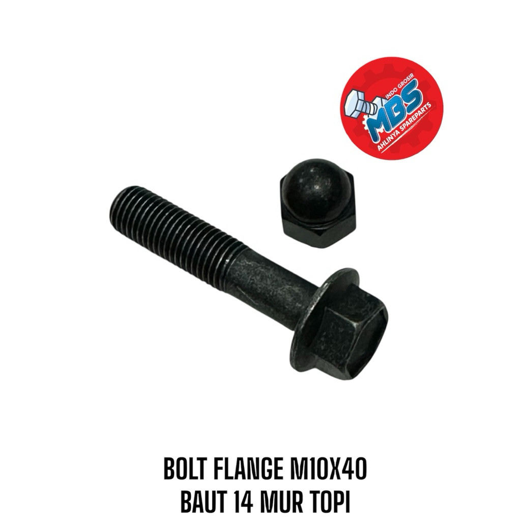 Jual produk terlaris BAUT MUR 14 M10 NUTS TOPI BAUT FLANG M10x40 BAUT ...