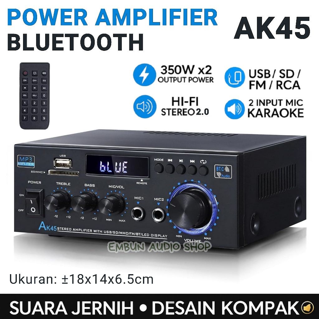 Jual Power Amplifier Bluetooth AK45 Hi-Fi Stereo Amplifier 300W x 2 ...