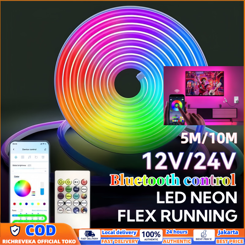 Jual Lampu Neon Flex Running LED Remote 5M 10M Lampu Warna Warni LED ...