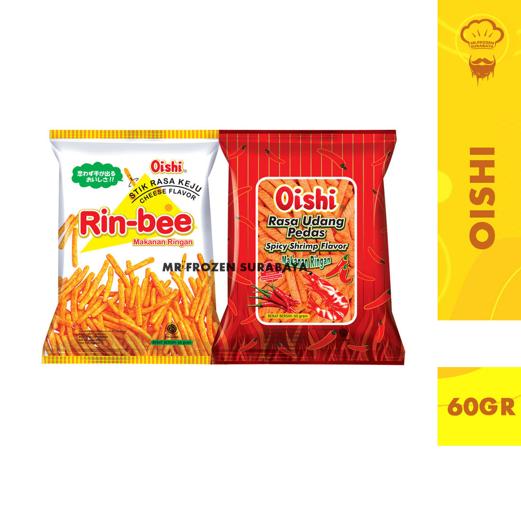 Jual Oishi Stick Rinbee Keju Udang Crackers Pedas Kemasan 60gr | Shopee ...
