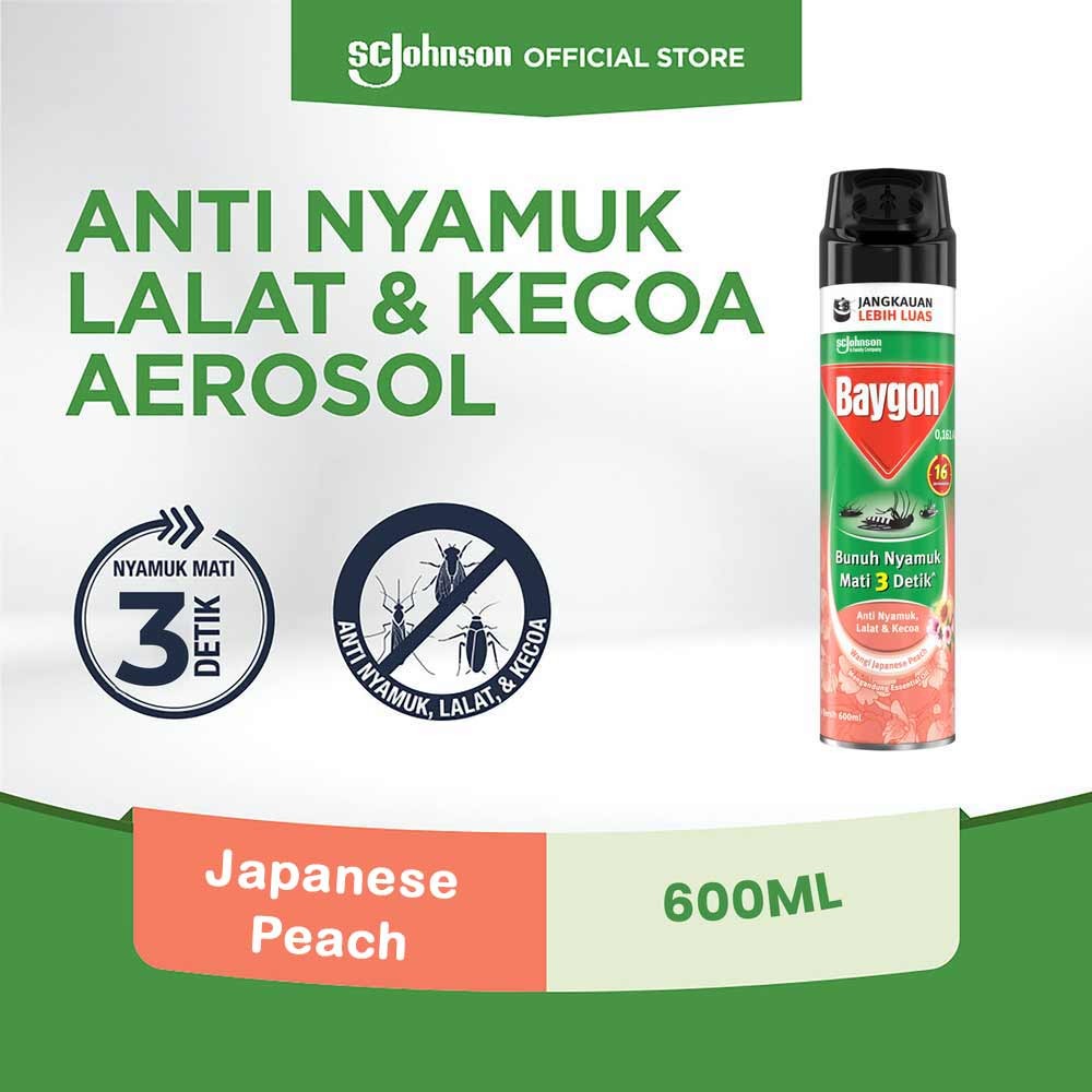 Jual BAYGON INSEKTISIDA SPRAY ANTI NYAMUK JAPANESE PEACH 600mL | Shopee ...