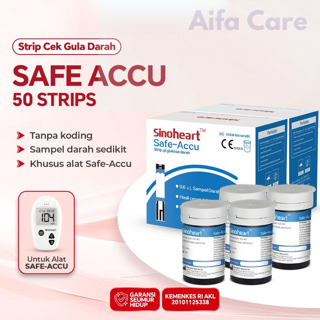 Jual [50 Strip] Refill Strip Gula Darah Sinocare Safe Accu BGM | Strip ...