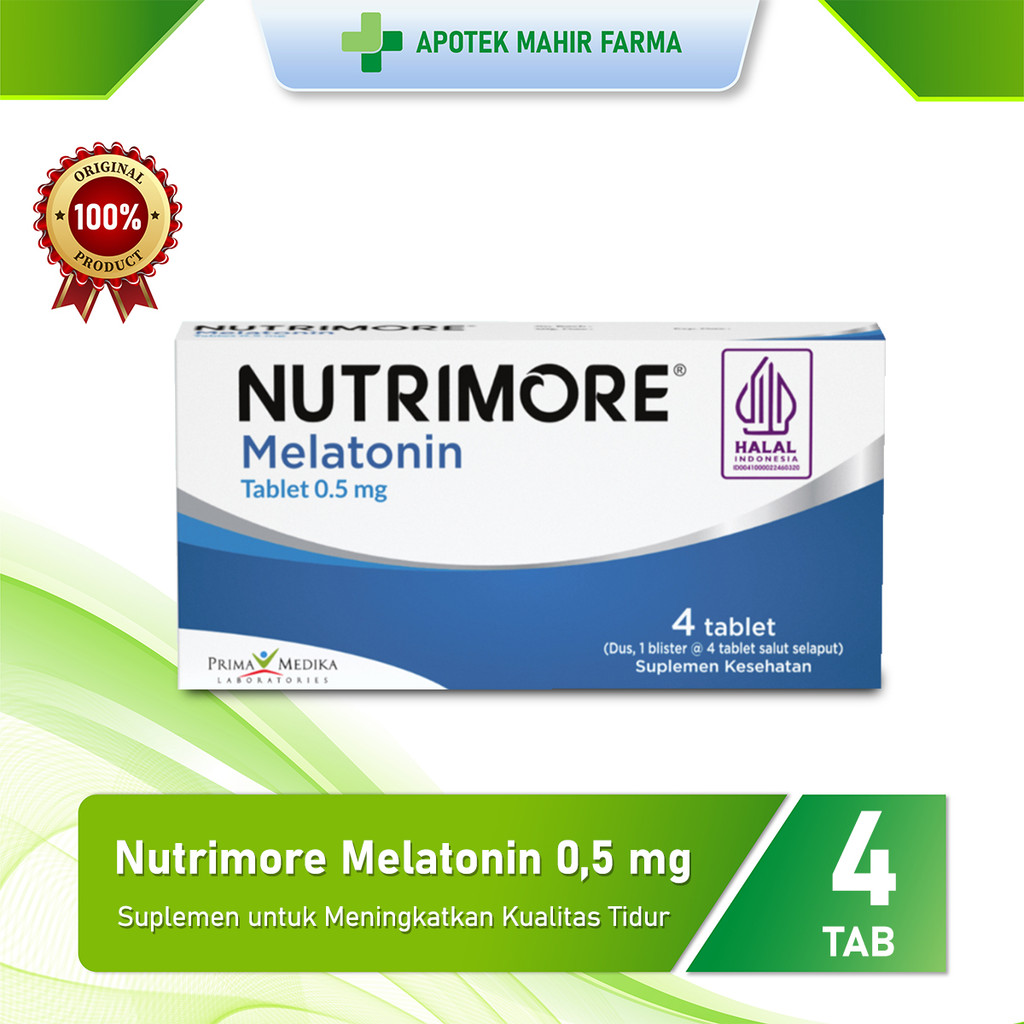 Jual Nutrimore Melatonin 0,5 mg Strip 4 Tablet - Suplemen untuk ...