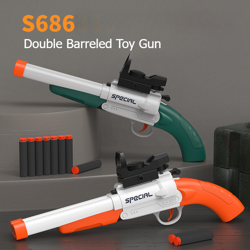 Jual Double Barreled Toy Gun S686 Rifle Dual Soft Bullets Airsoft ...