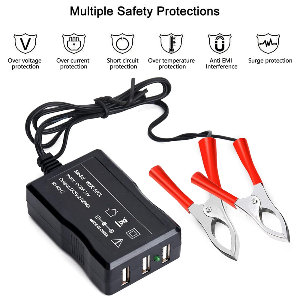 Jual Charger DC HP Ke Aki Motor USB 3 Port Cas Casan Handphone iPad Aki ...