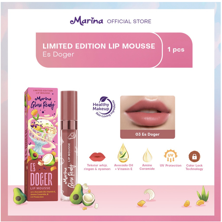 Jual Marina Glow Ready Lip Mousse - 5ml (Limited Edition) | Shopee ...
