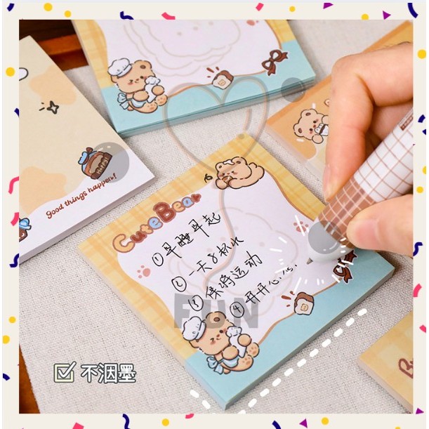 Jual Funfinds Catatan Sticky Notes Butter Bear Lucu Memo Tempel Kertas ...