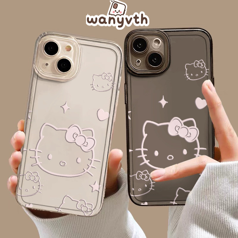 Jual Casing IPhone Pink Lines Katie Cat Transparan Soft Fashion Cocok ...