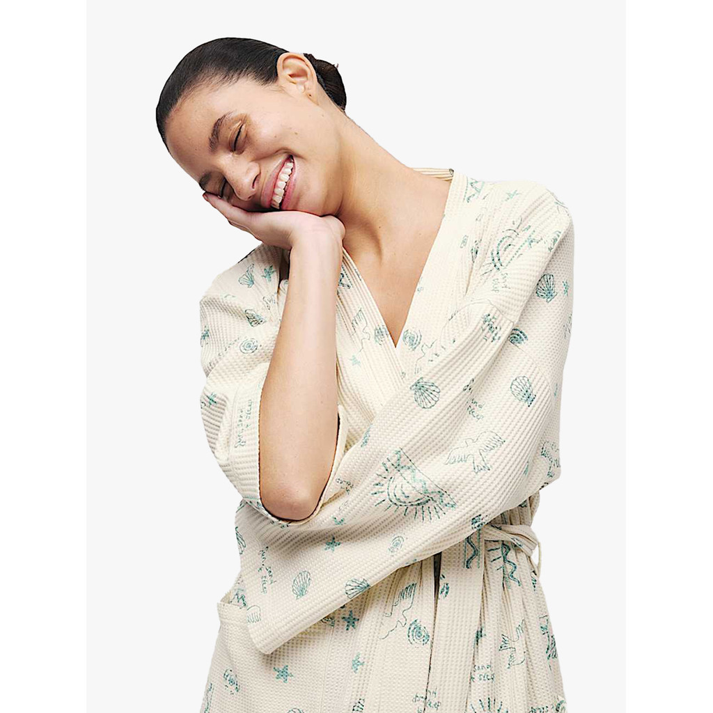 Jual M&S - Pakaian Tidur Wanita -Cotton Rich Printed Waffle Dressing ...