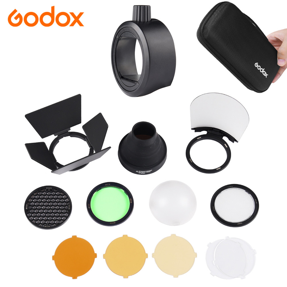 Jual Godox AK-R1 + S-R2 Barn Door, Snoot, Color Filter, Reflector ...