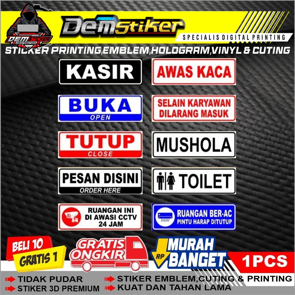 Jual STIKER TOKO 1, STIKER KASIR, STIKER BUKA, STIKER TUTUP, STIKER ...