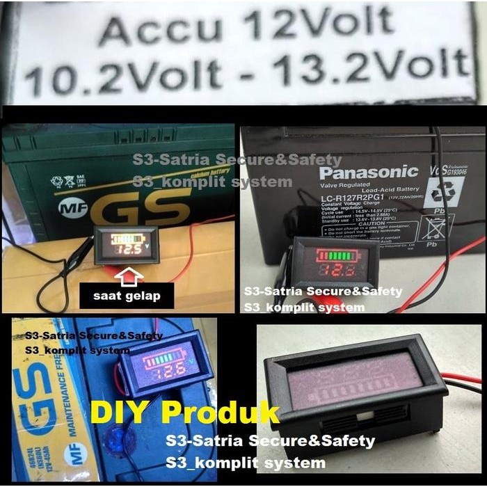 Jual tester Aki 12v Volt Volmeter frame dual display accu Acid baterai ...