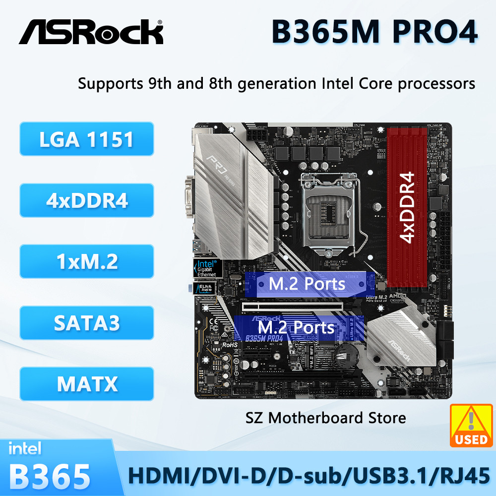 Jual ASROCK B365M Pro4 B365 LGA 1151 Motherboard Support i9-9900K/9900 ...