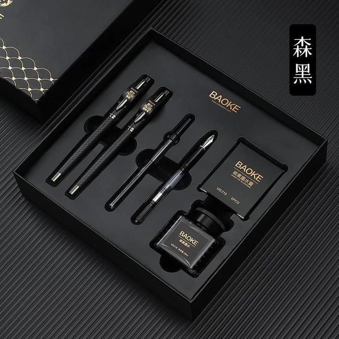 Jual BAOKE Luxury Fountain Pen Gift Set Isi Ulang dan Tinta Hitam Set ...
