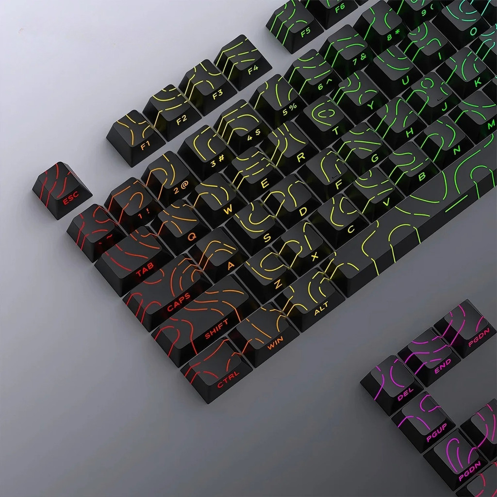 Jual New Topographic Keycaps 4.0 Version Shine Through 98 Key PBT erry ...
