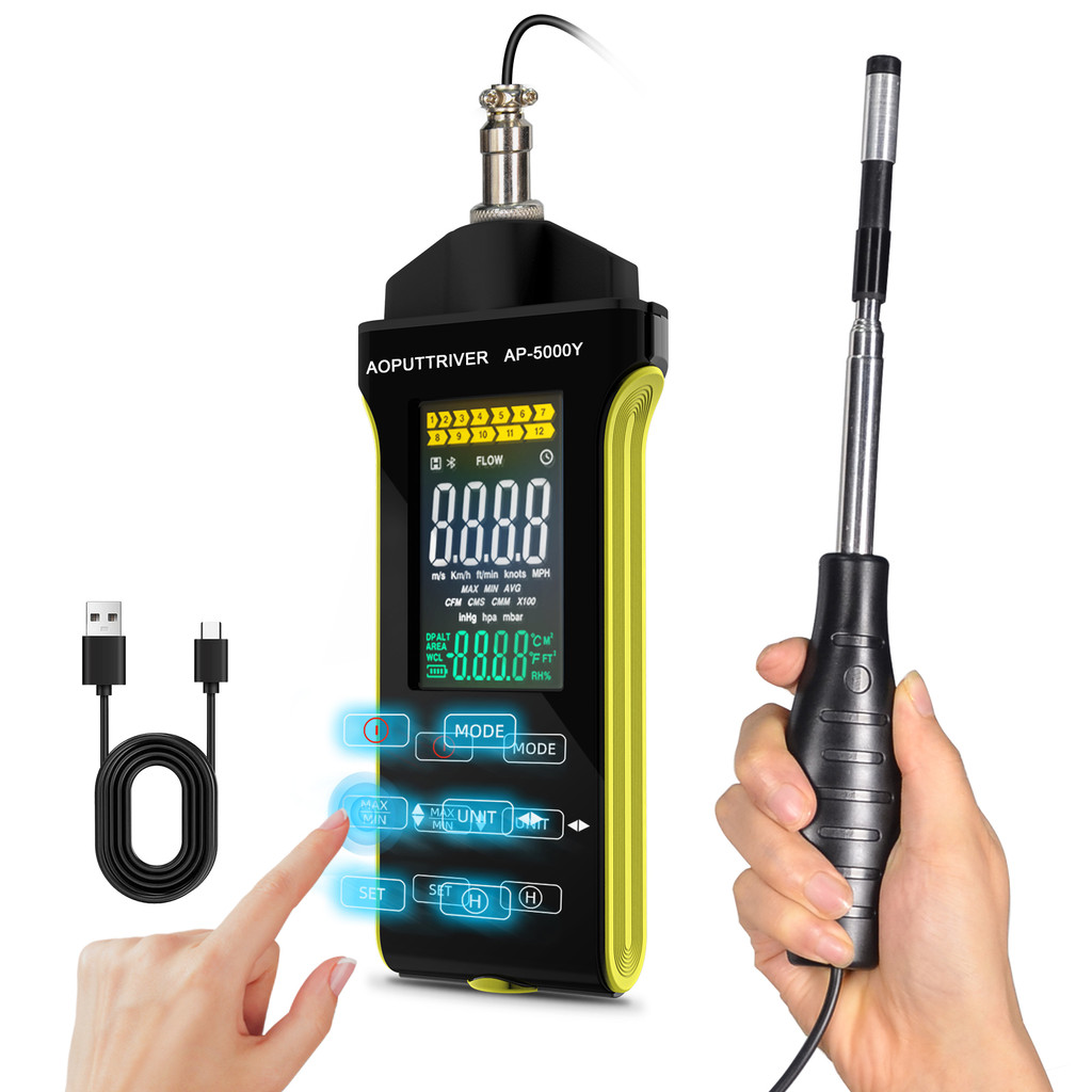 Jual Wind Meter Hot Wire Anemometer with Telescopic Probe, USB Data ...