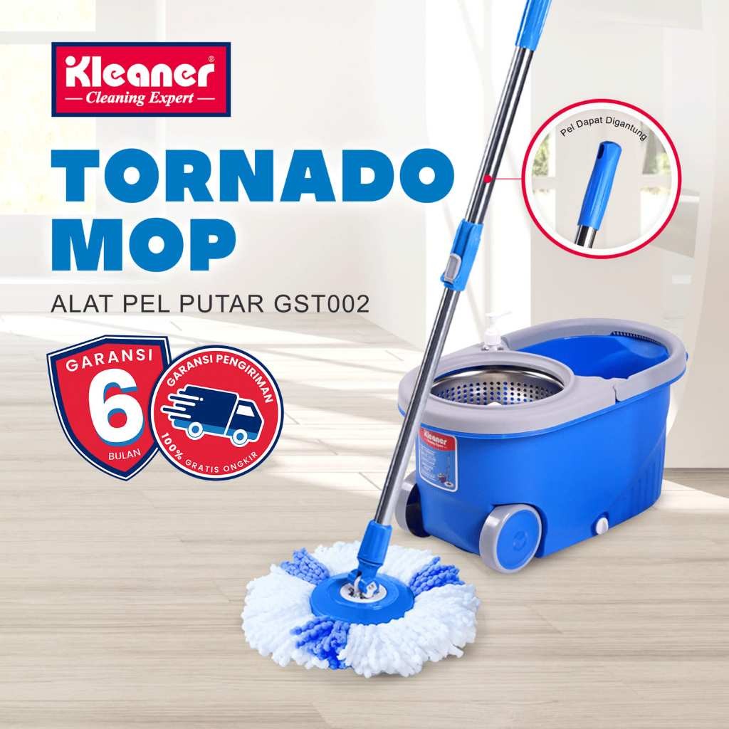 Jual Kleaner Alat Pel Tornado Mop 1 Set Pel Putar Spin Mop Pembersih ...