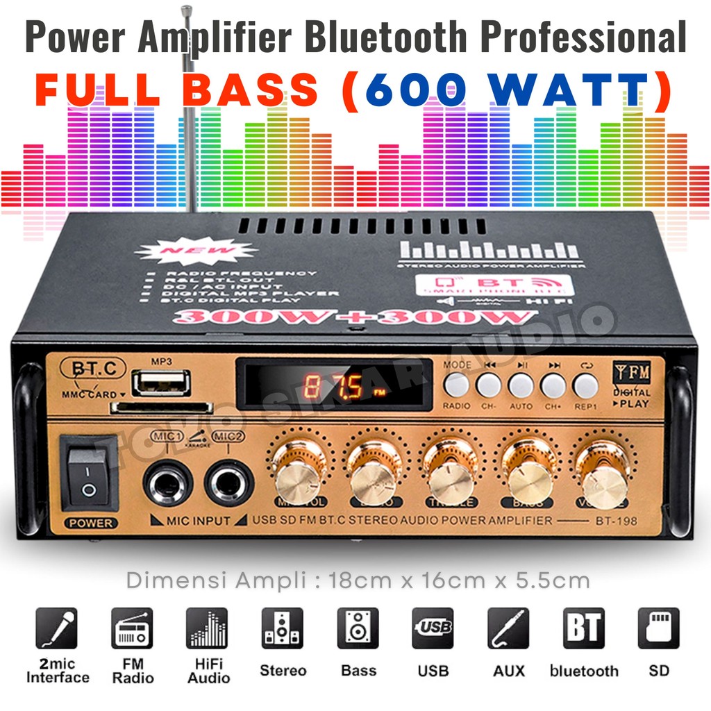 Jual PROMOO NEWW Amplifier Daya 600 Watt Full Bass Fleco BT-198E Audio ...