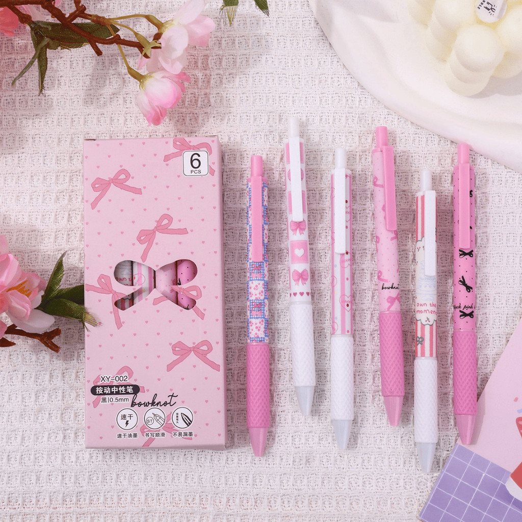 Jual TERMURAH 1SET ISI 6 PCS PULPEN MEKANIK AESTHETIC / PINK STUFF ...