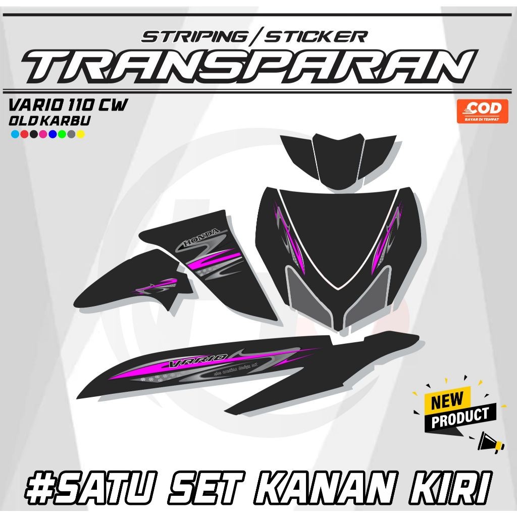 Jual VARIASI MOTOR STICKER STRIPING TRANSPARAN MOTOR HONDA VARIO CW OLD ...