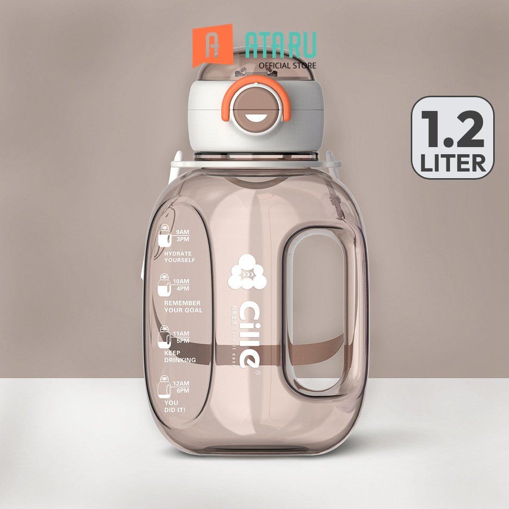 Jual Ataru Botol Minum Tritan Cille 1.2 ltr - Cokelat Tumbler Botol Air ...