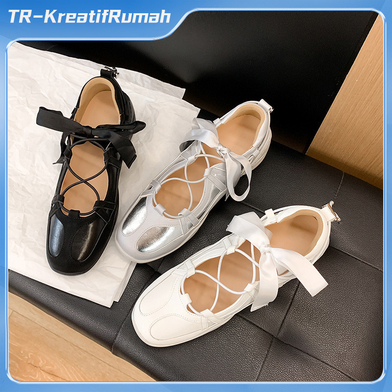 Jual Sepatu Mary Jane Wanita Gaya Prancis / Sepatu Silver Cantik ...