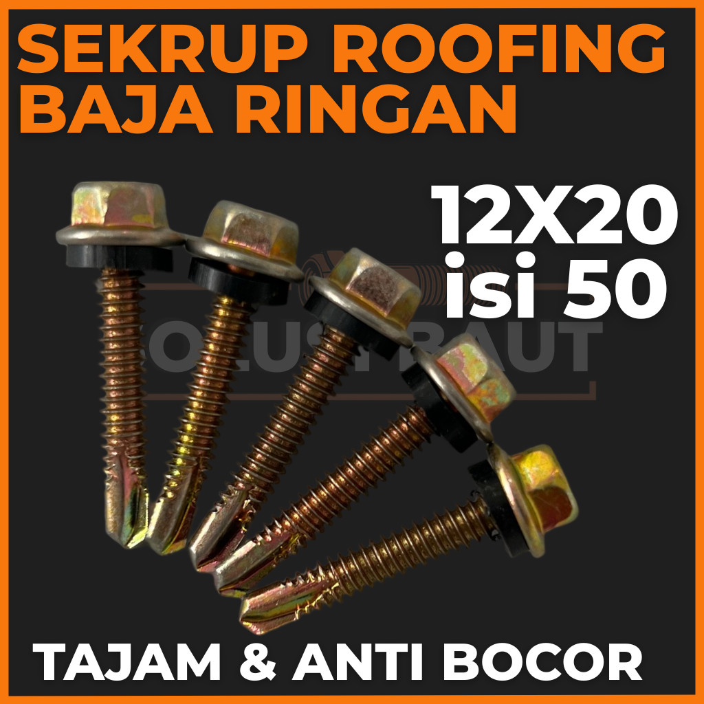 Jual Sekrup Roofing 12x20 - 2cm (isi 50 pcs) – Baut Atap Baja Ringan ...