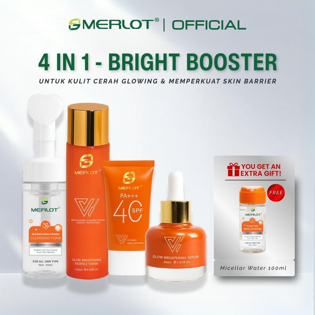 Jual MERLOT Paket 4 in 1 Skincare Bright Booster - Advance Brightening ...