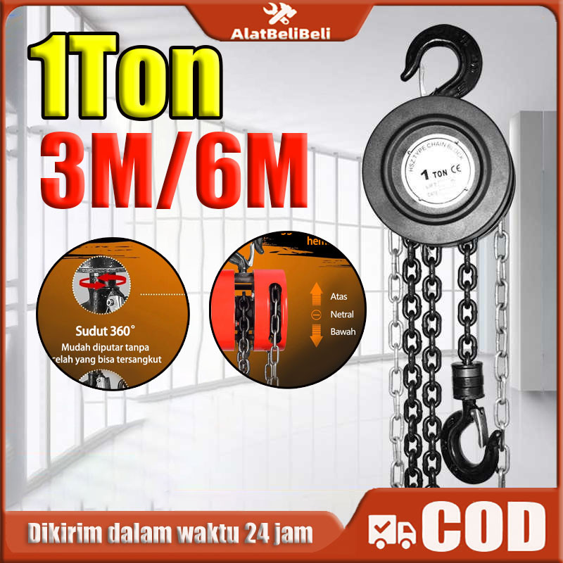 Jual Chain Block Hoist Katrol Angkut Barang 1t x 3 m 2t x 6m - Katrol ...