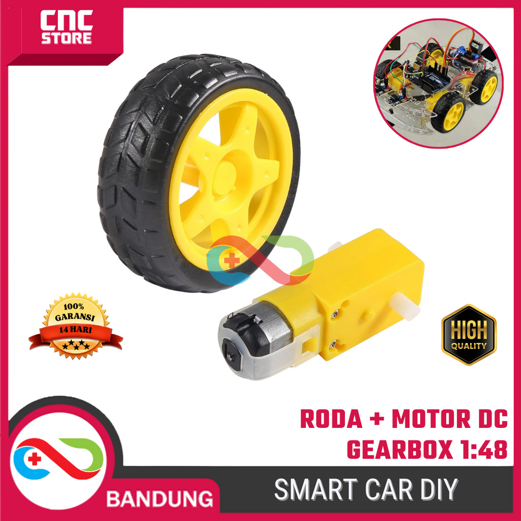Jual Roda + Motor DC Gearbox 1:48 Set DIY Smart Car untuk Arduino ...