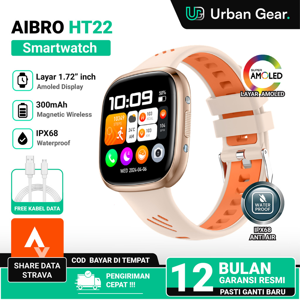 Jual ( SUPPORT STRAVA ) Smartwatch AIBRO HT31 Strap Rubber Full Fitur ...