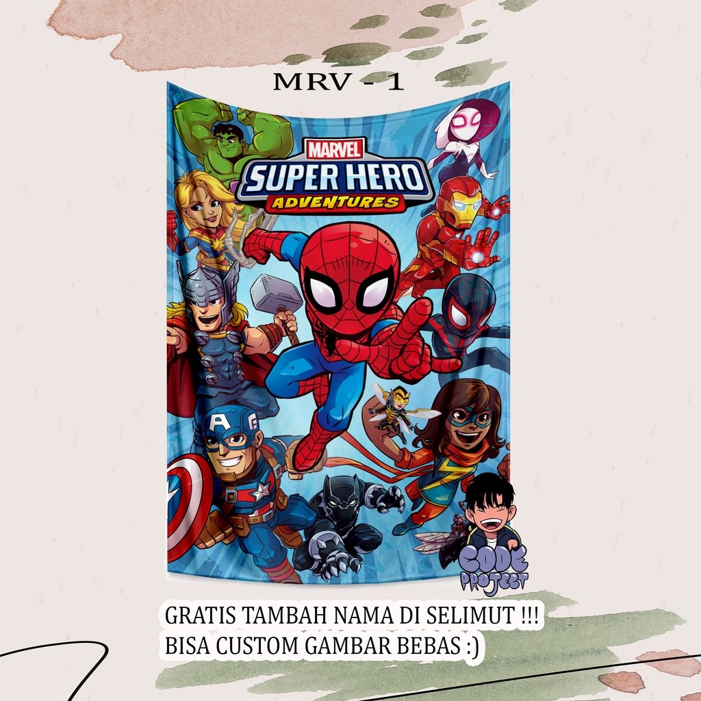 Jual GERISAL SELIMUT ANAK MARVEL - selimut anak superhero - spiderman ...
