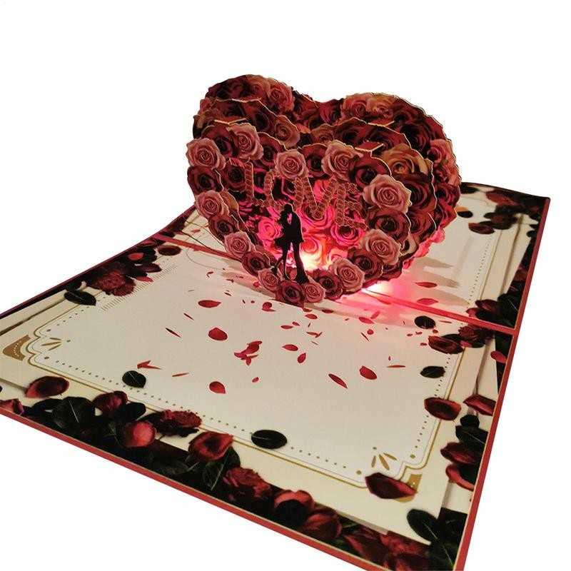 Jual Pop Up Cards 3D Love Heart Card Greeting Card Unique Holiday ...