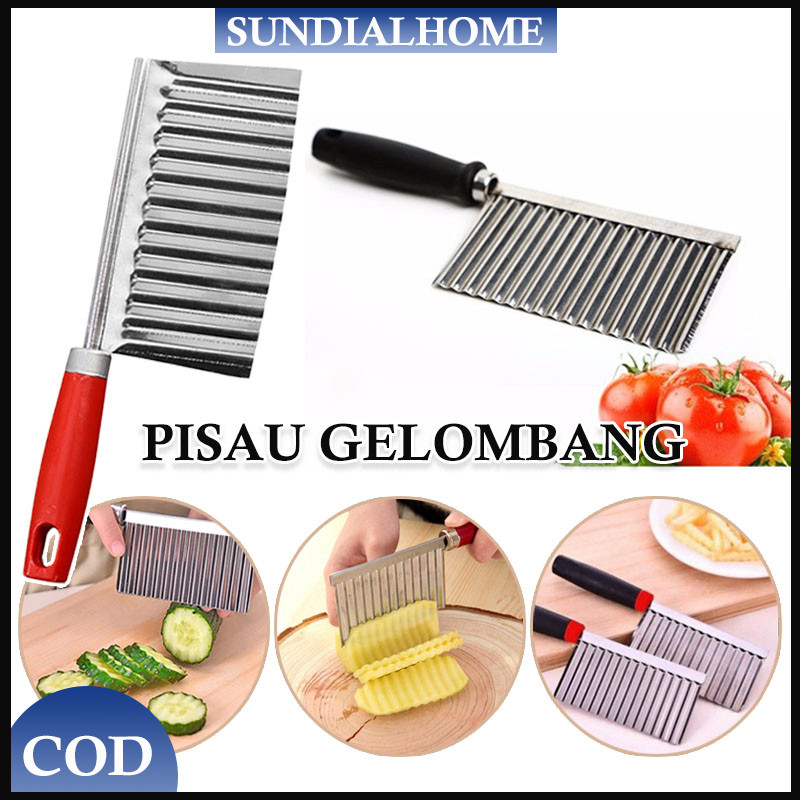 Jual 3PCS Pisau Gerigi Pemotong Kentang Model Gelombang Pisau Acar Alat ...