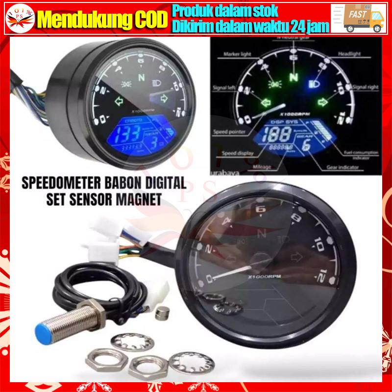 Jual Universal Tachometer Spedometer Odometer Amper Bensin Rpm Digital ...