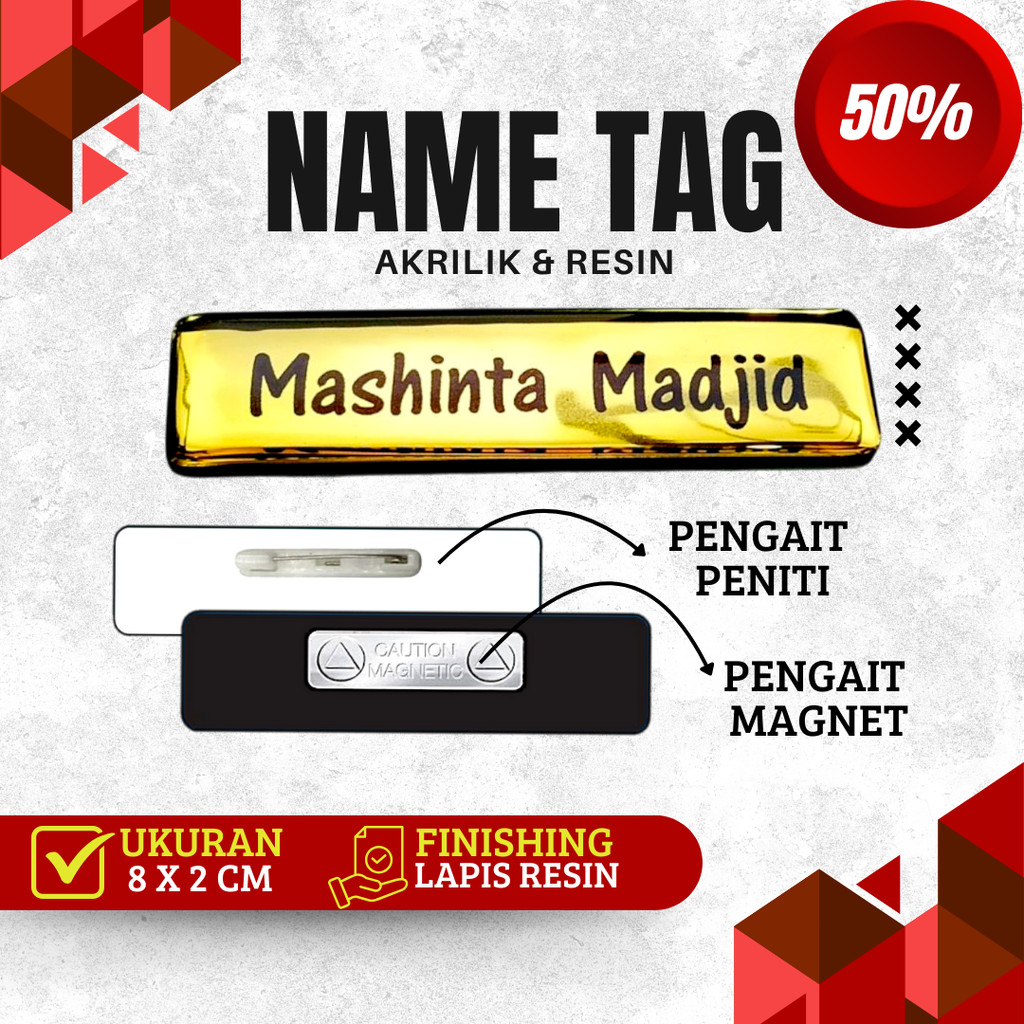 Jual NAMETAG/ NAMA DADA CEMBUNG LAPIS RESIN WARNA EMAS / NAMA DADA ...
