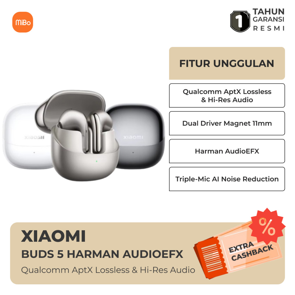 Jual Xiaomi Buds 5 TWS Qualcomm aptX Hi-Res Audio Harman Audio EFX ...