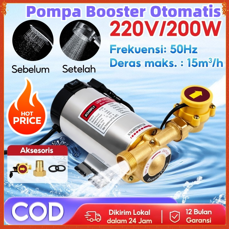 Jual 【Garansi 1 tahun】Upgrade Water Pressure Booster Pump 200Watt Pompa ...