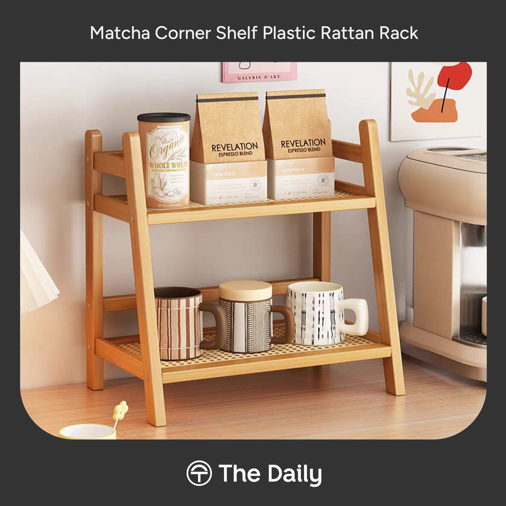 Jual Matcha Corner Shelf Plastic Rattan Rack – Rak Sudut Estetik ...