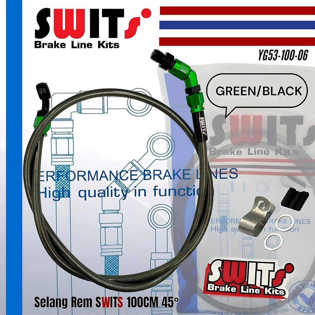 Jual Selang Rem Depan SWITS 100cm Model 45 Derajat Selang rem Motor ...
