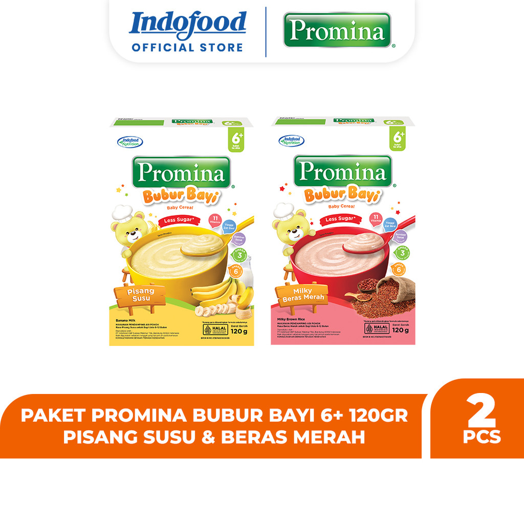 Jual Paket Promina Bubur Bayi 6+ 120 Gr 2 Pcs - Pisang Susu & Beras ...