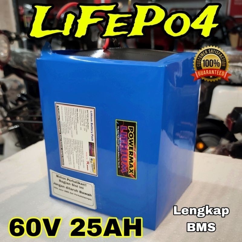 Jual Baterai Lifepo4 Pack 60V 25AH Lithium Ferro Phospate Aki Sepeda ...