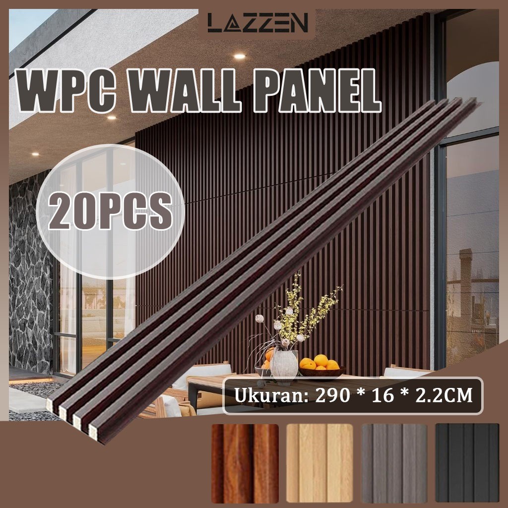 Jual LAZZEN - 20 PCS [2.9 meter*16 cm] Wood WPC Wall panel WPC Wall panel Dinding Anti Rayap Dan ...