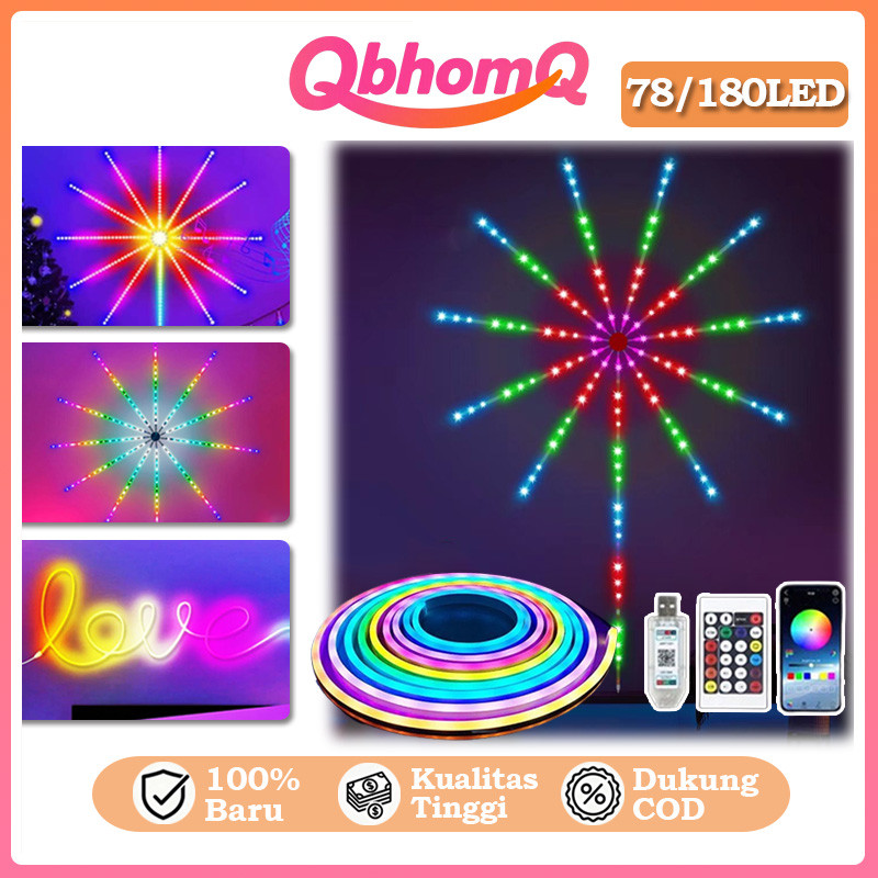Jual QbhomQ Lampu Led Strip Model Kembang Api RGB Automatic Kembang Api ...