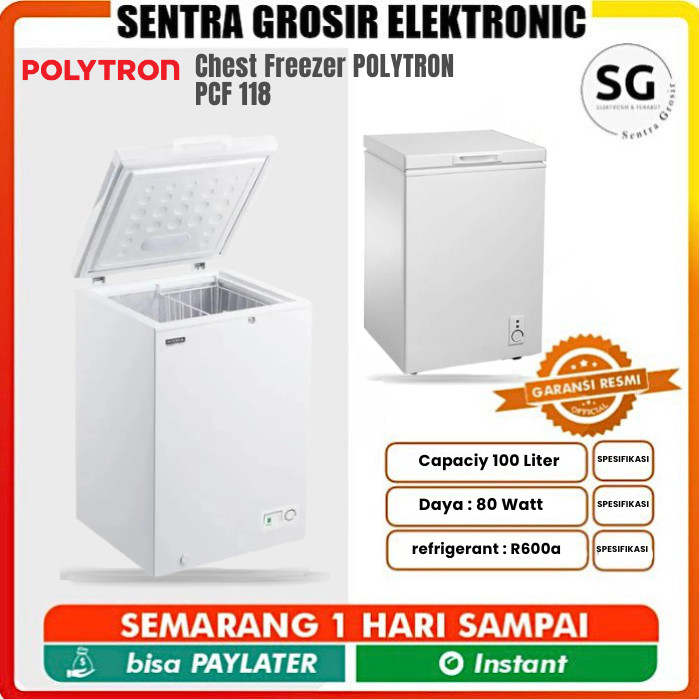 Jual Chest Freezer POLYTRON PCF 118 Quick Cooling Low Watt 100 Liter ...